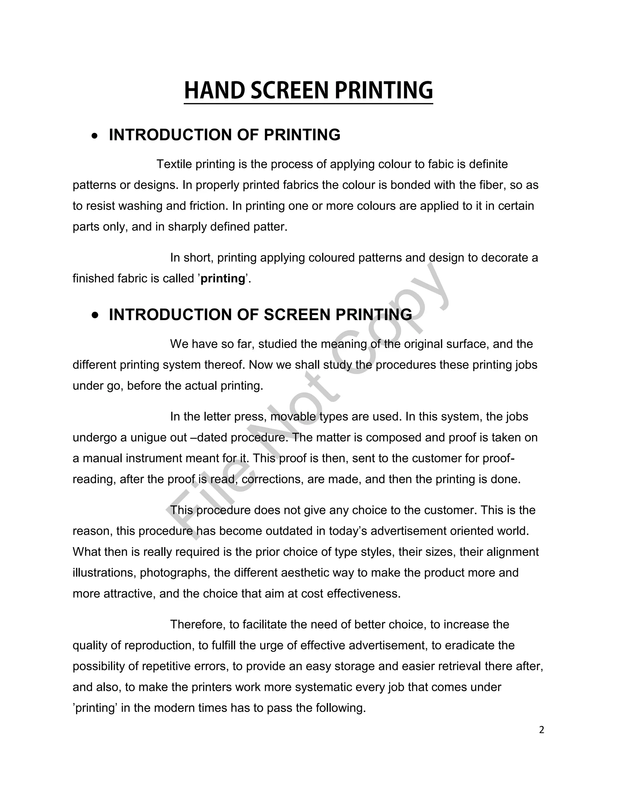 hand screen printing | PDF