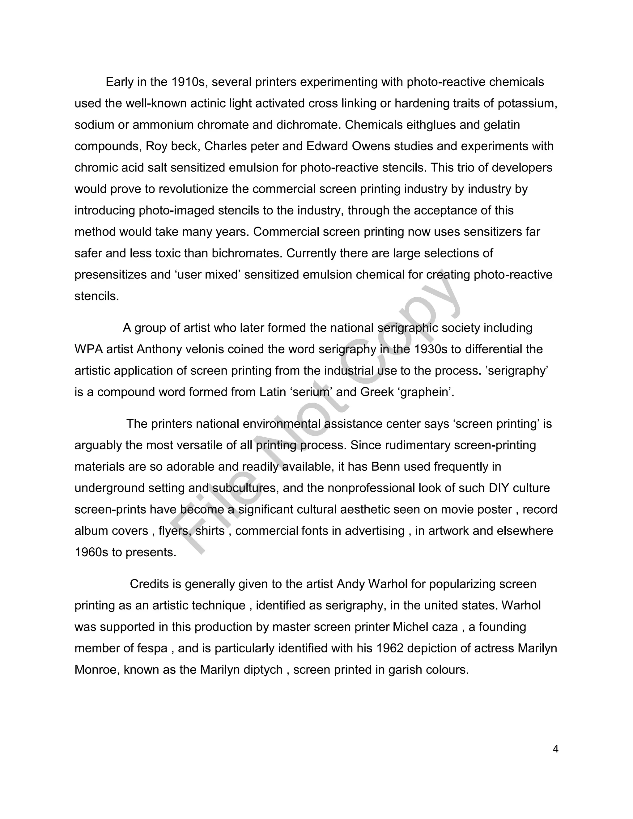 hand screen printing | PDF
