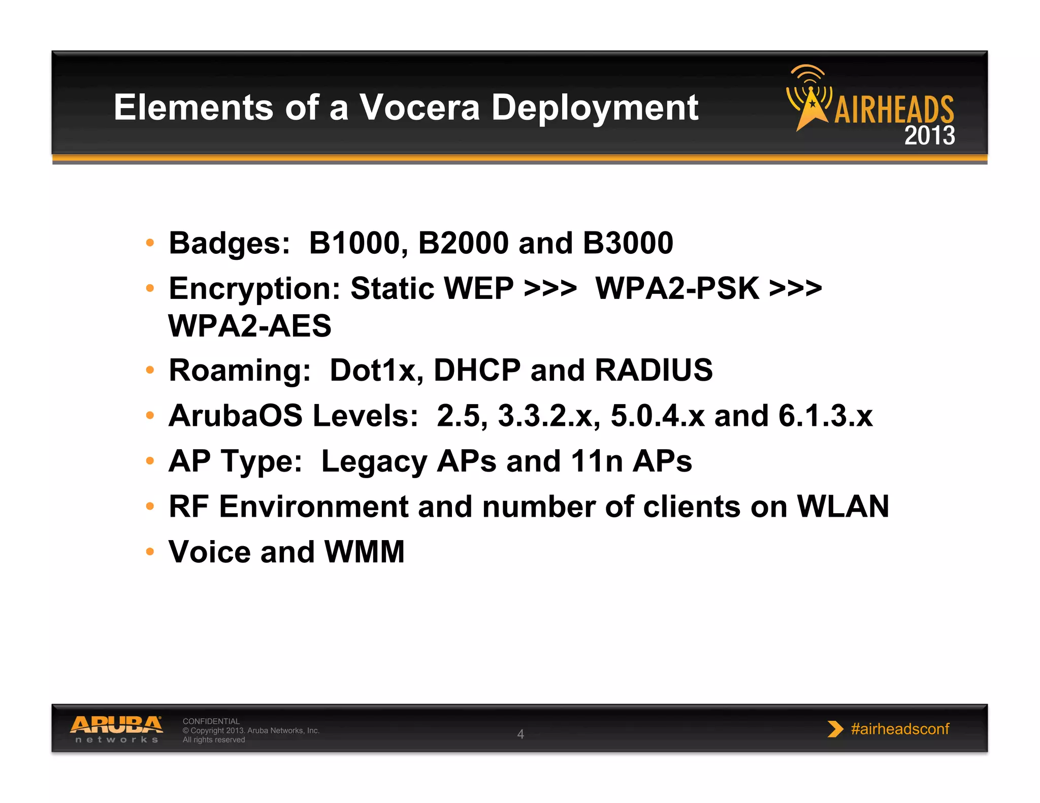 4 healthcare forum deploying vocera on aruba wlan_kevin huey | PDF