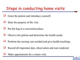 home visit in community health nursing.; | PPT