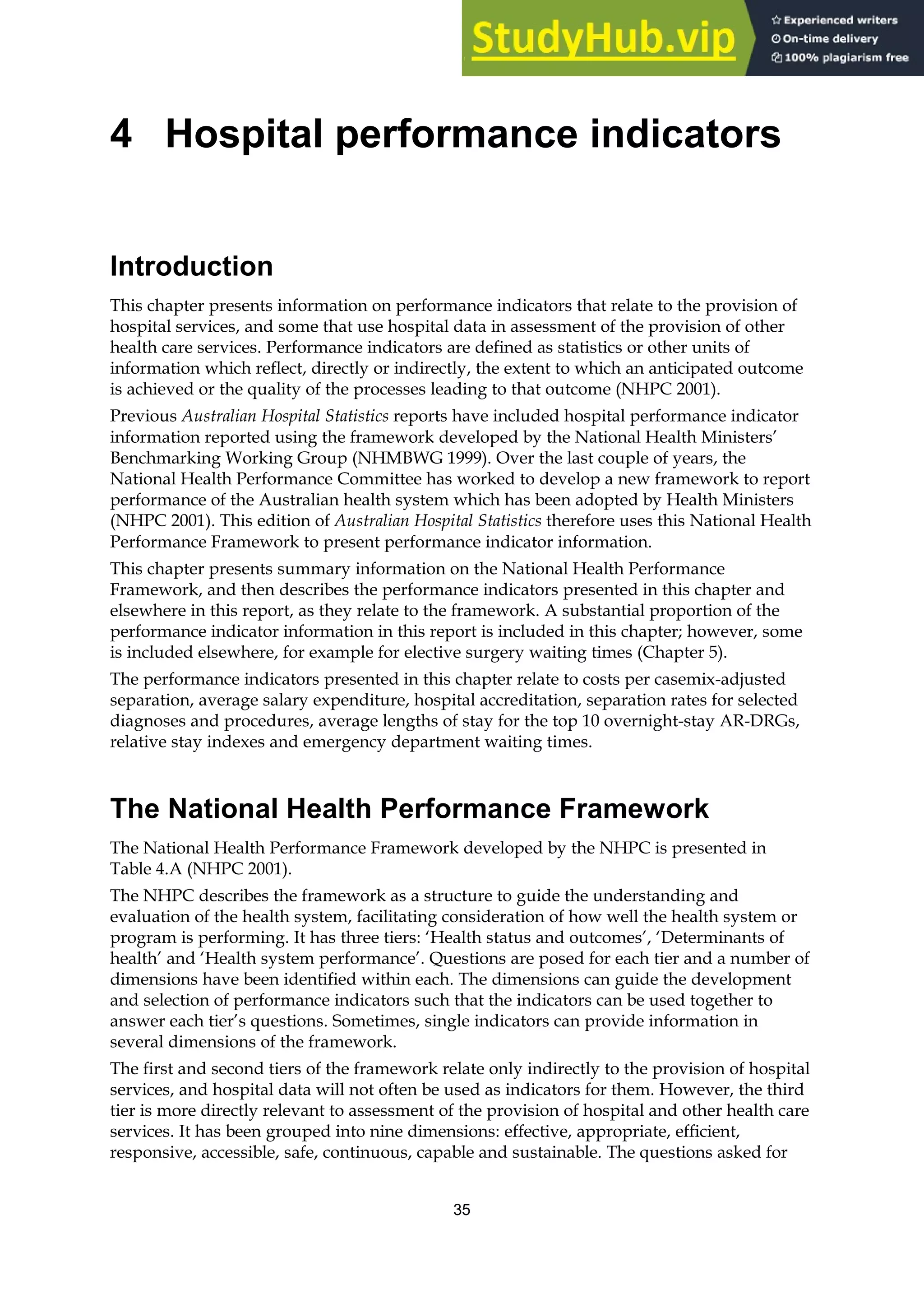 4 Hospital Performance Indicators | PDF