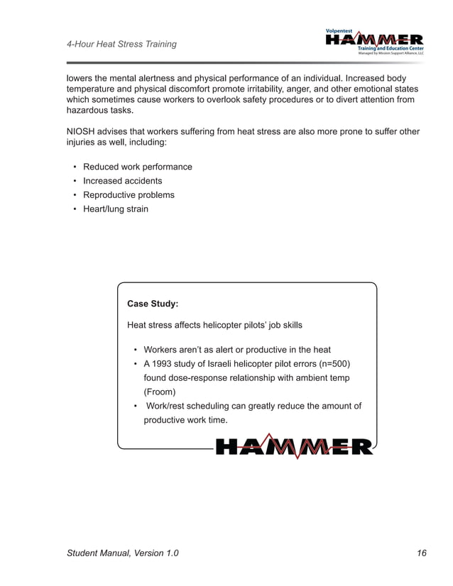 Heat stress training student manual 508 | PDF