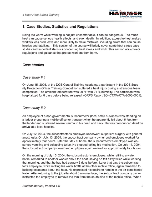 Heat stress training student manual 508 | PDF