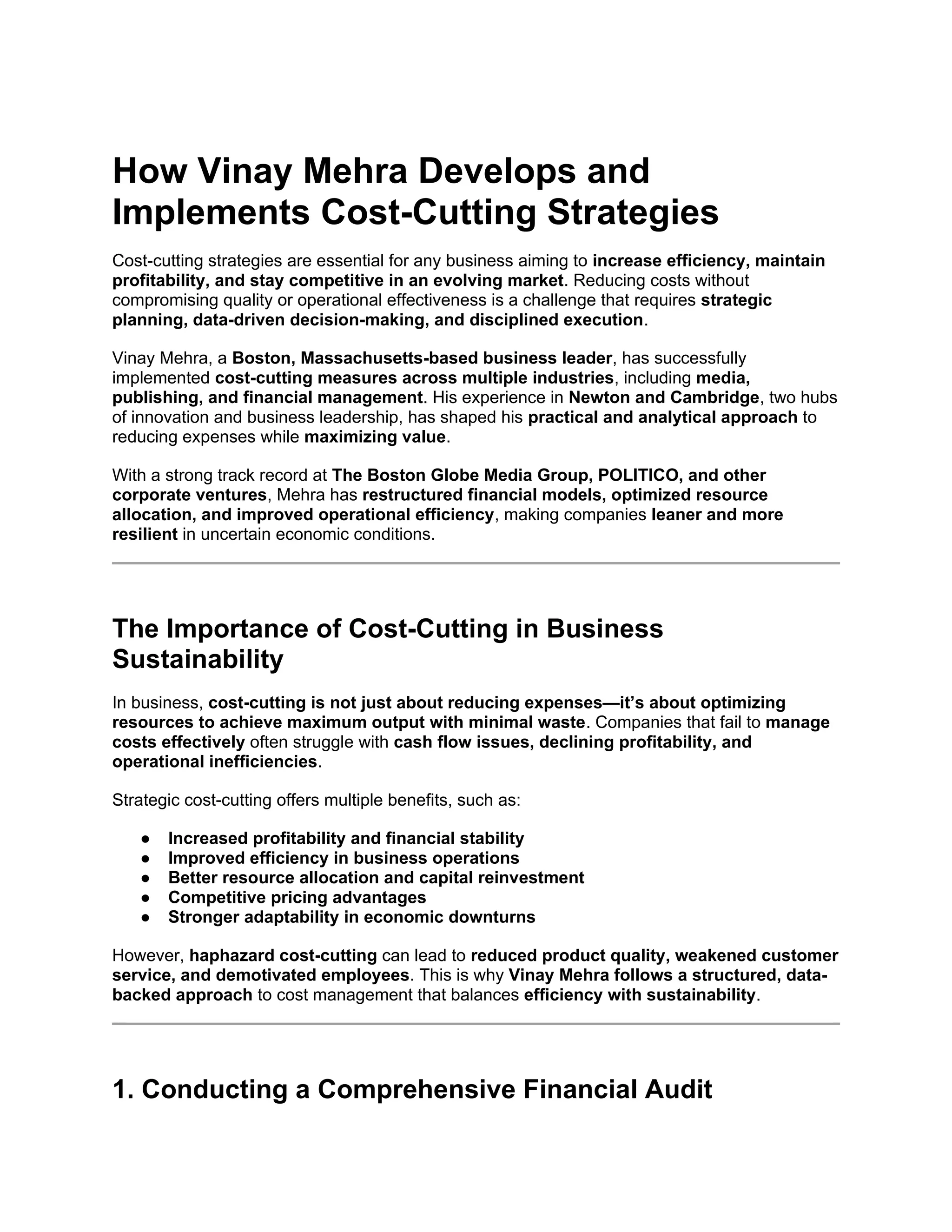 How Vinay Mehra Develops and Implements Cost-Cutting Strategies.docx