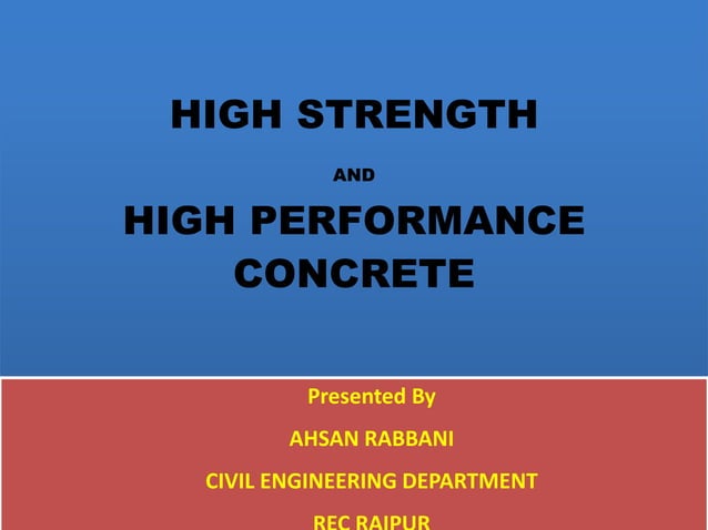 High Performance Concrete | PDF | Civil Engineering Industry | Industries