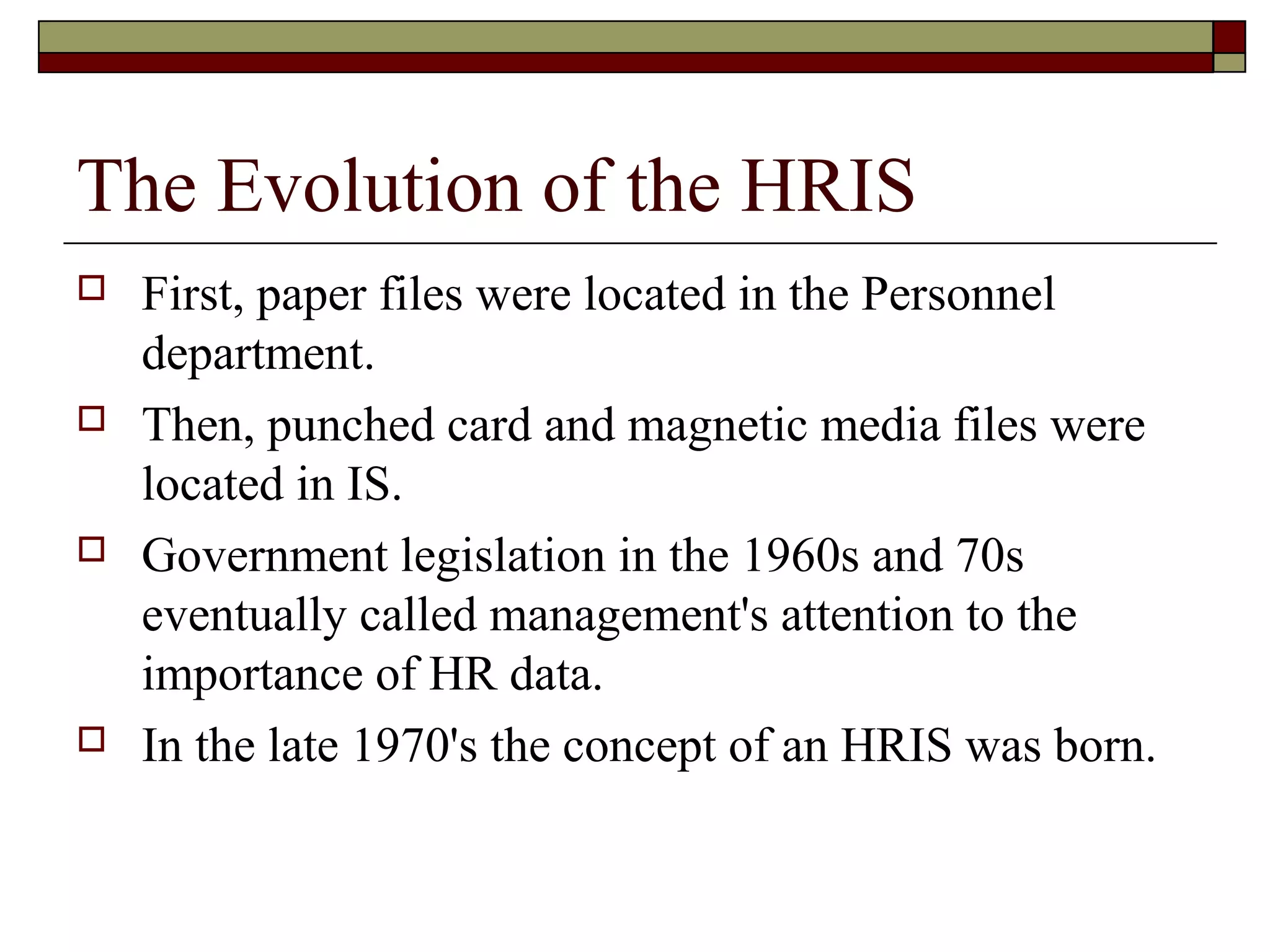 HRIS- HUMAN RESOURCE INFORMATION SYSTEM | PPT