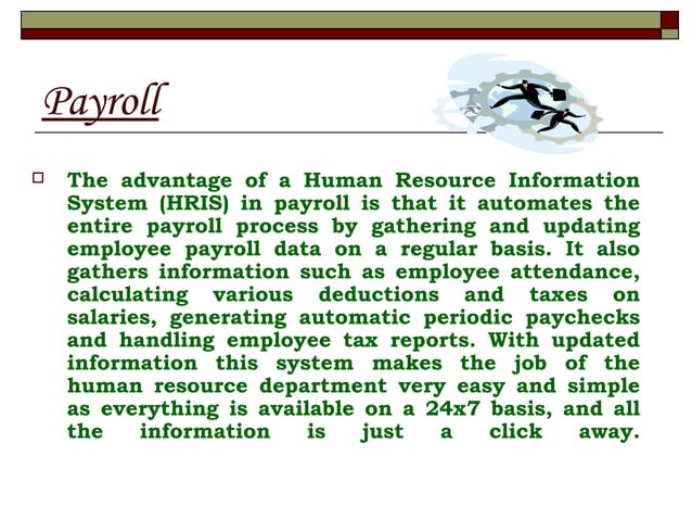 HRIS- HUMAN RESOURCE INFORMATION SYSTEM | PPT | Internet | Computing