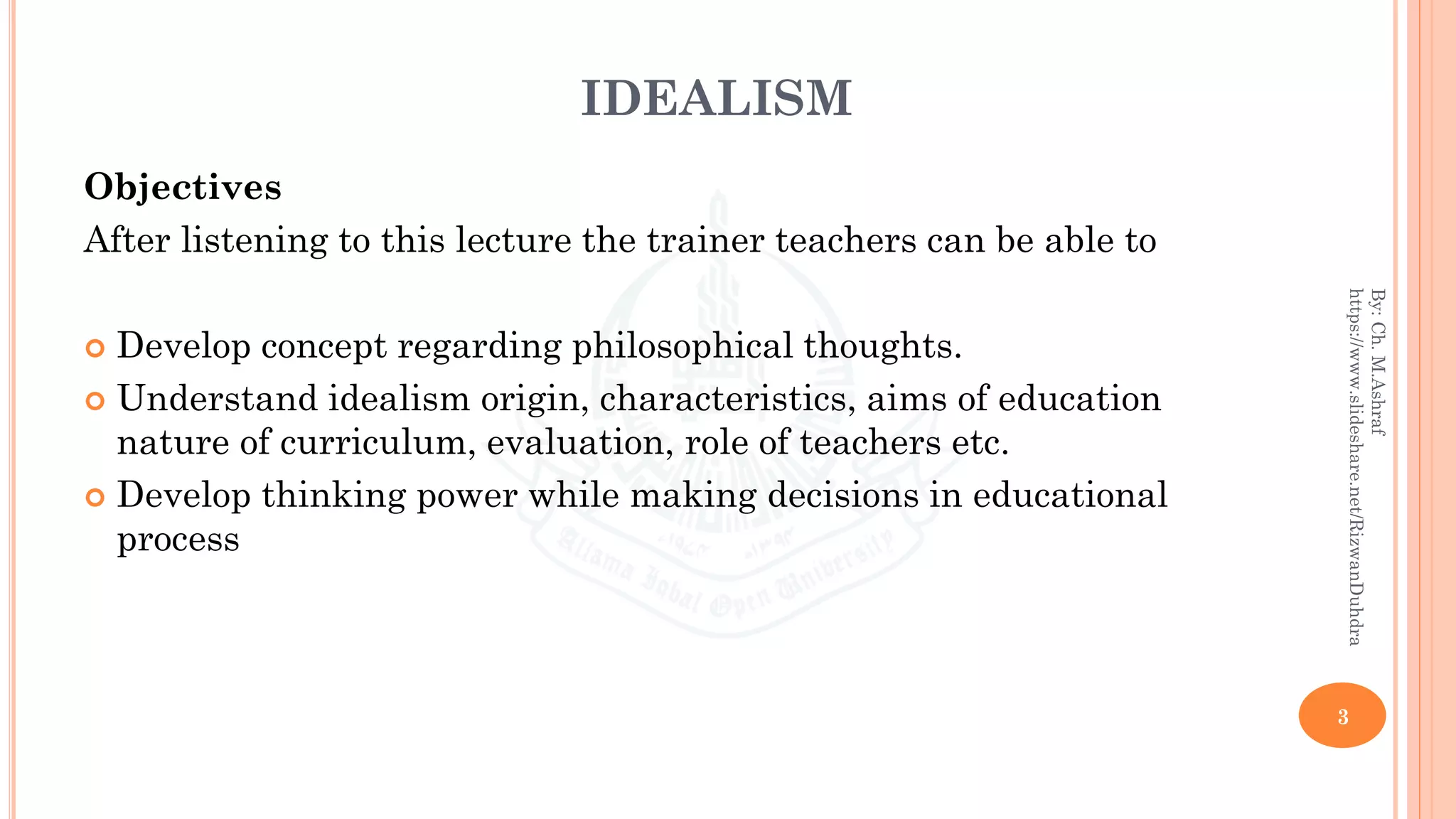 IDEALISM in Philosophy of Education | PDF