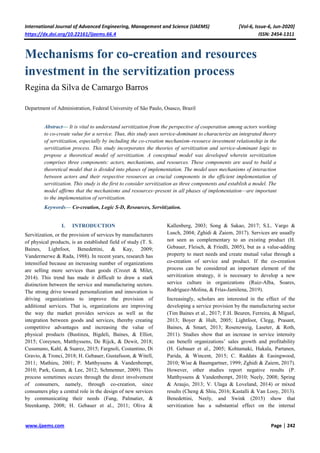 Mechanisms for co-creation and resources investment in the servitization process | PDF