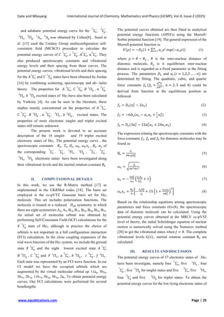Potential energy curves, spectroscopic parameters, vibrational levels ...