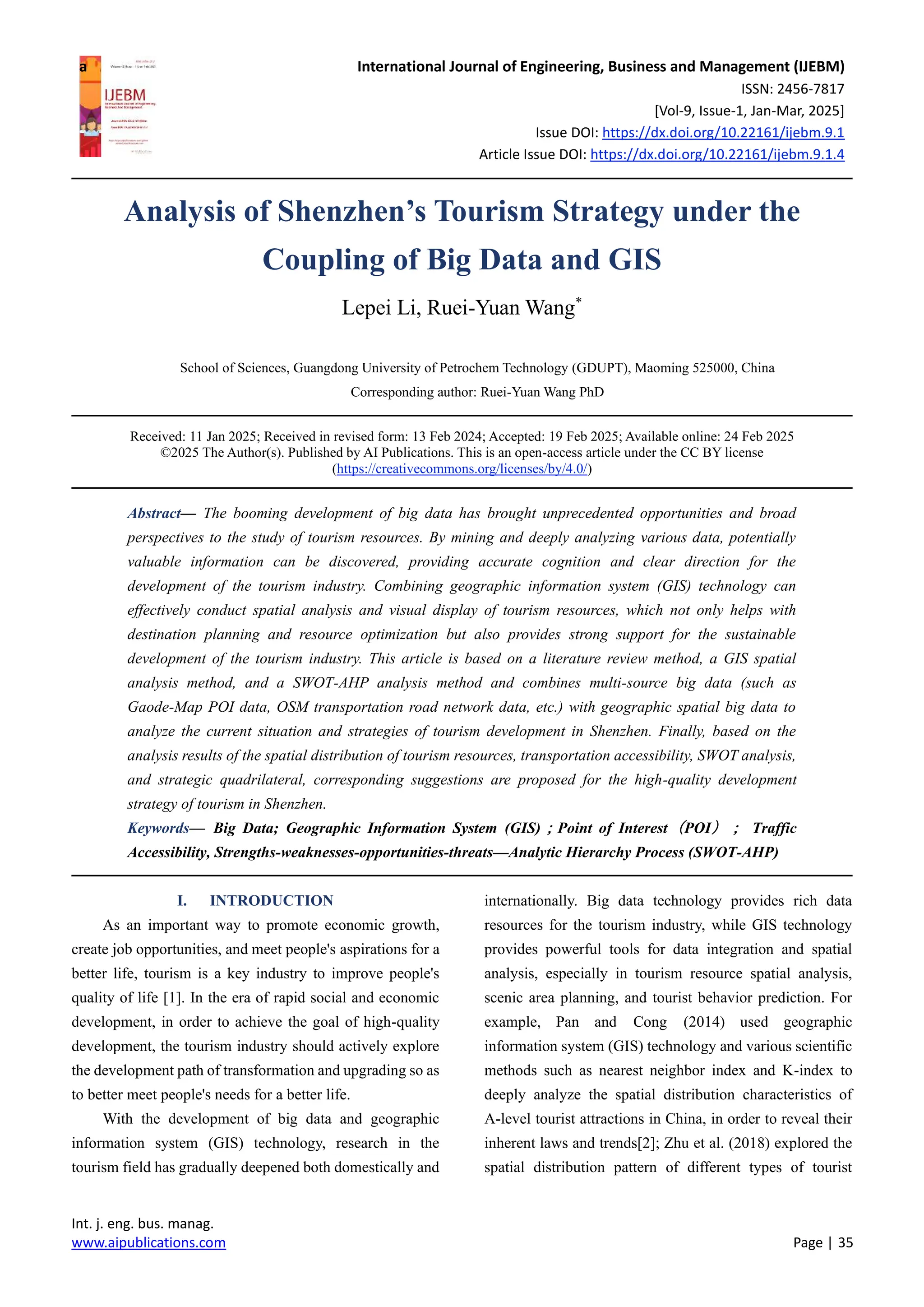 Analysis of Shenzhen’s Tourism Strategy under the Coupling of Big Data ...