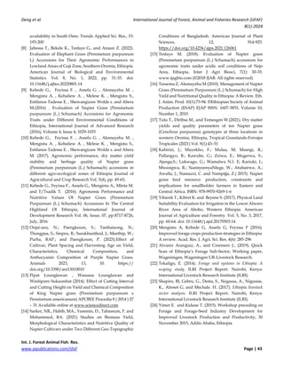Adaptation and Performance Evaluation of Released Napier Grass Varieties under Rain Fed ...