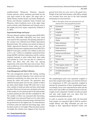 Adaptation and Performance Evaluation of Released Napier Grass ...