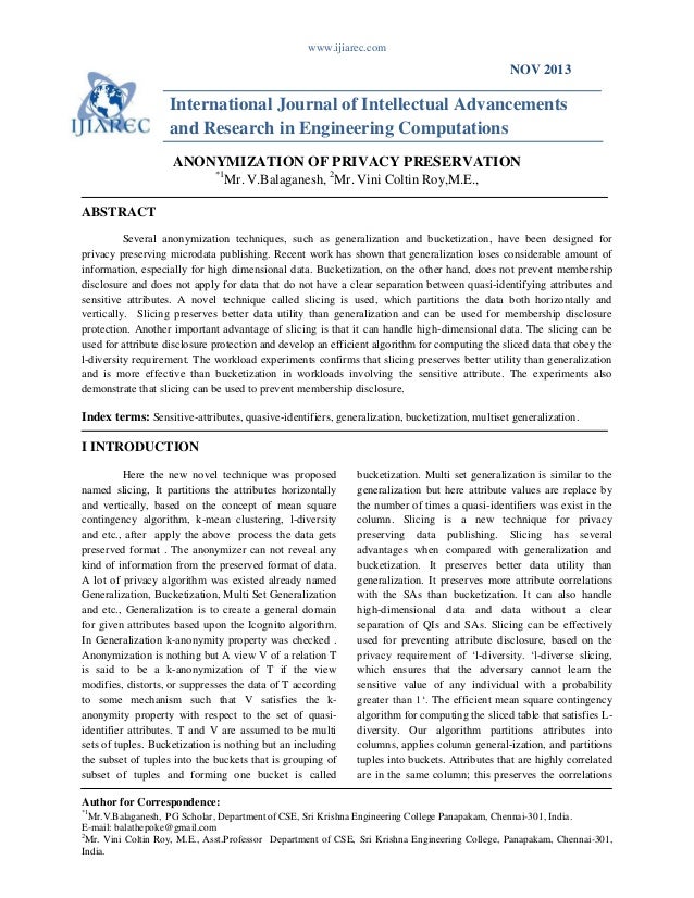 Anonymization Of Privacy Preservation 