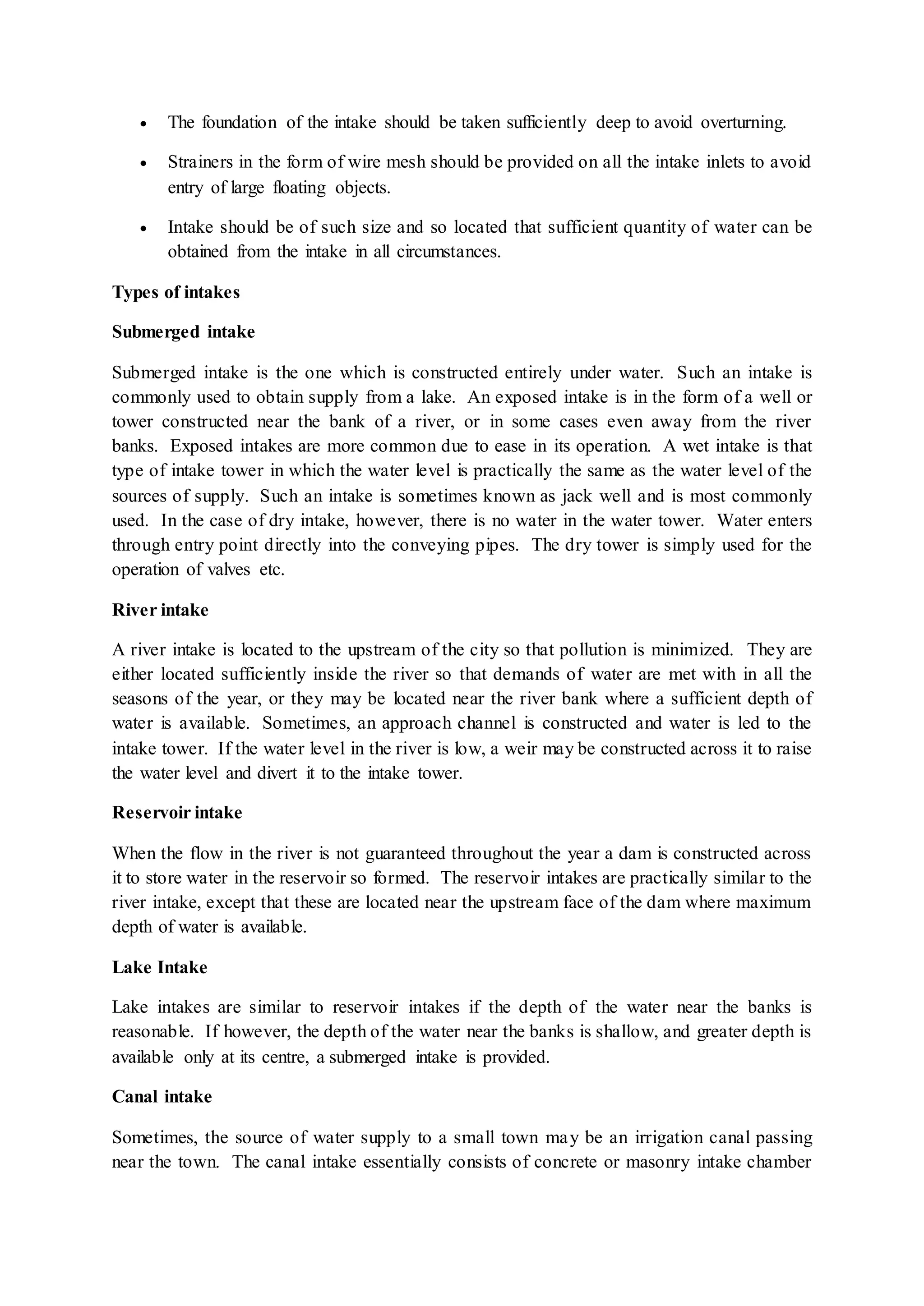 intakes and transportation of water | DOCX
