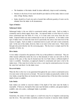 intakes and transportation of water | DOCX