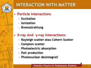 Interaksi sinar x dengan materi (x ray interaction with matter) | PDF