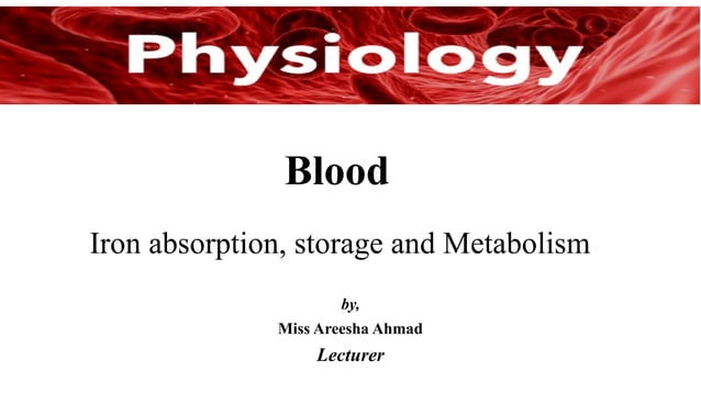 DPT - Physiology - II (Blood Physiology) Iron absorption, storage and ...