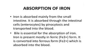 DPT - Physiology - II (Blood Physiology) Iron absorption, storage and ...