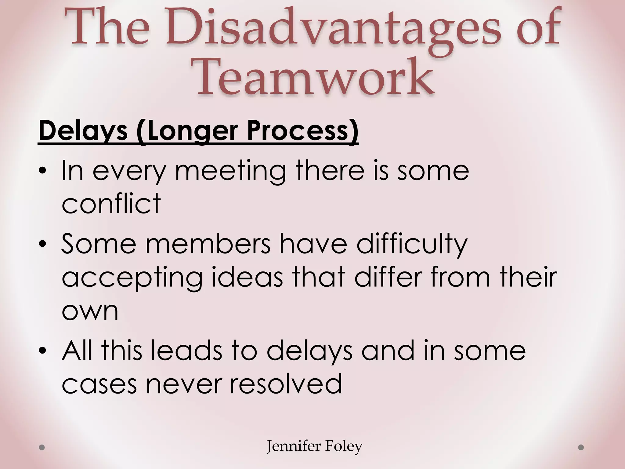 disadvantages of teamworking | PPT