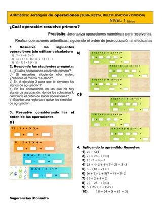 4_Jerarquía de operaciones matemáticas - nivel secundaria | PDF