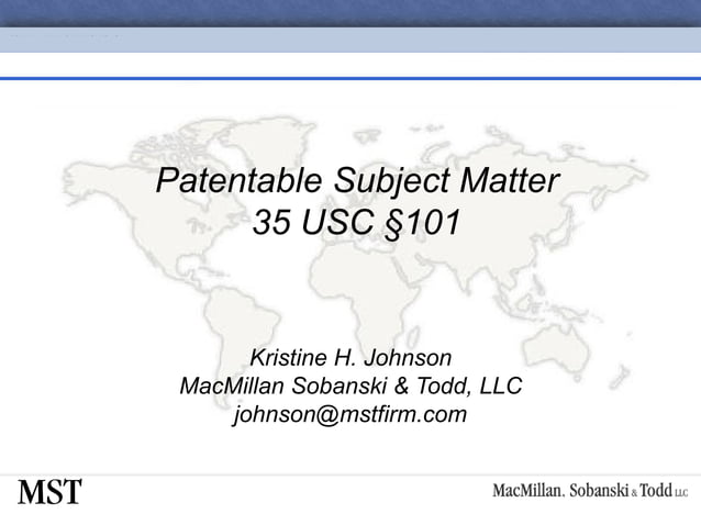 04-Patentable Subject Matter 35 USC §101 | PPT
