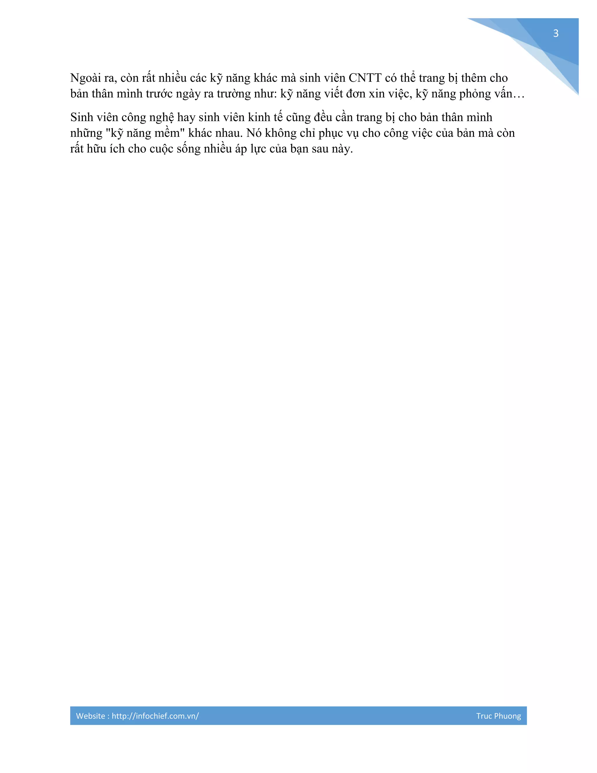 4 Kỹ năng mềm cần thiết cho sinh viên CNTT | PDF