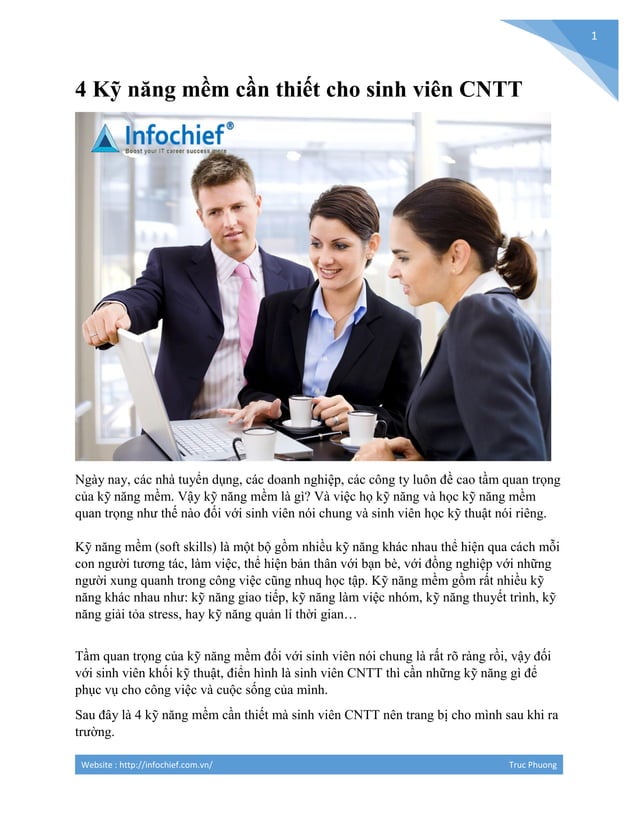 4 Kỹ năng mềm cần thiết cho sinh viên CNTT | PDF