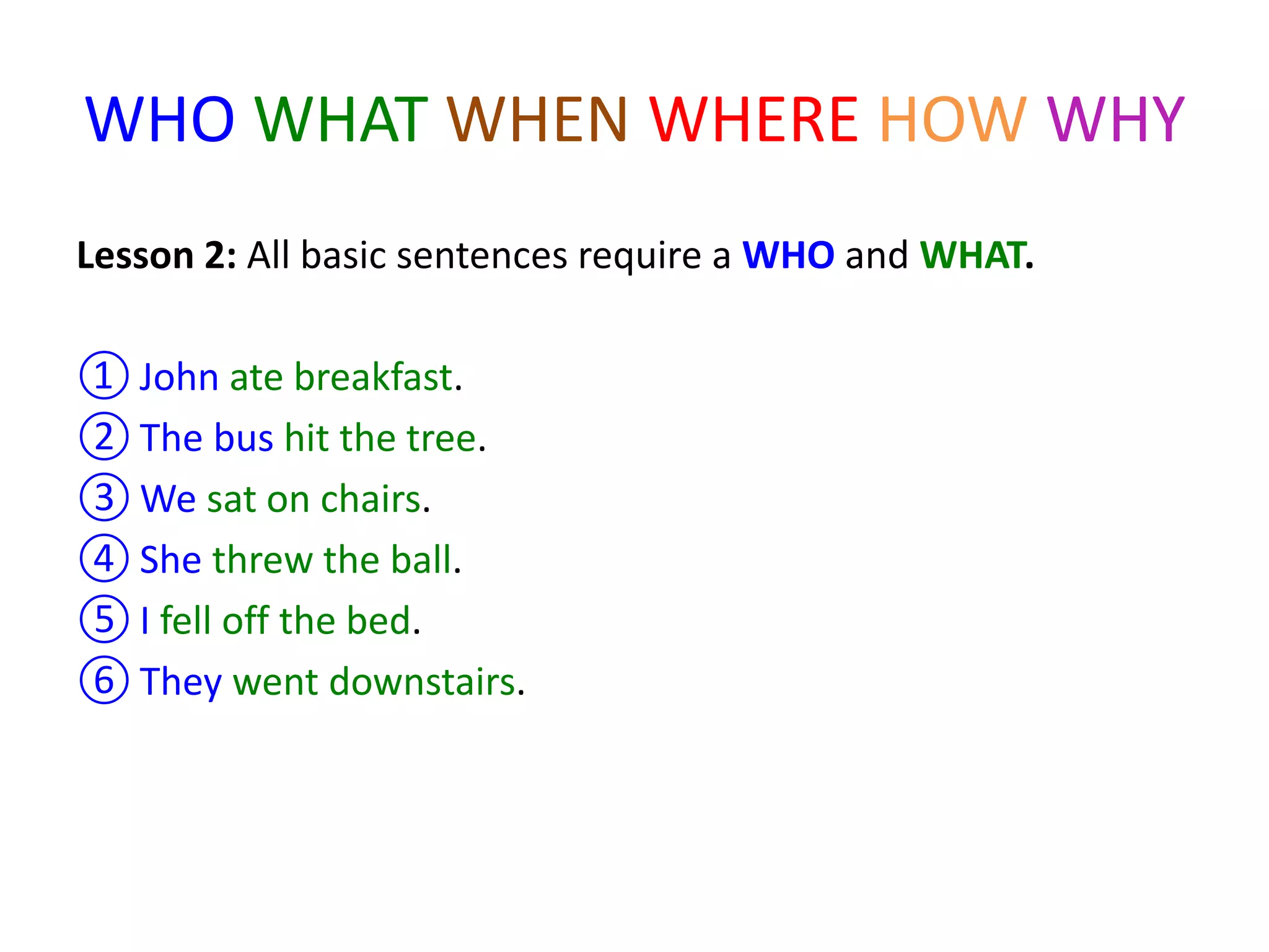 Lesson 2 - sentence structure - 20140428 | PPT