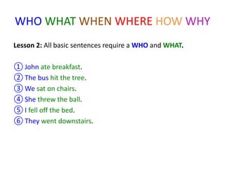 Lesson 2 - sentence structure - 20140428 | PPT | Free Download