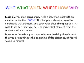 Lesson 2 - sentence structure - 20140428 | PPT | Free Download