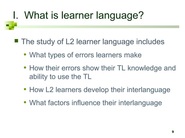 4 learner language interlanguage | PPT