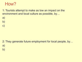 LESSON PLAN on SUSTAINABLE TOURISM | PPTX