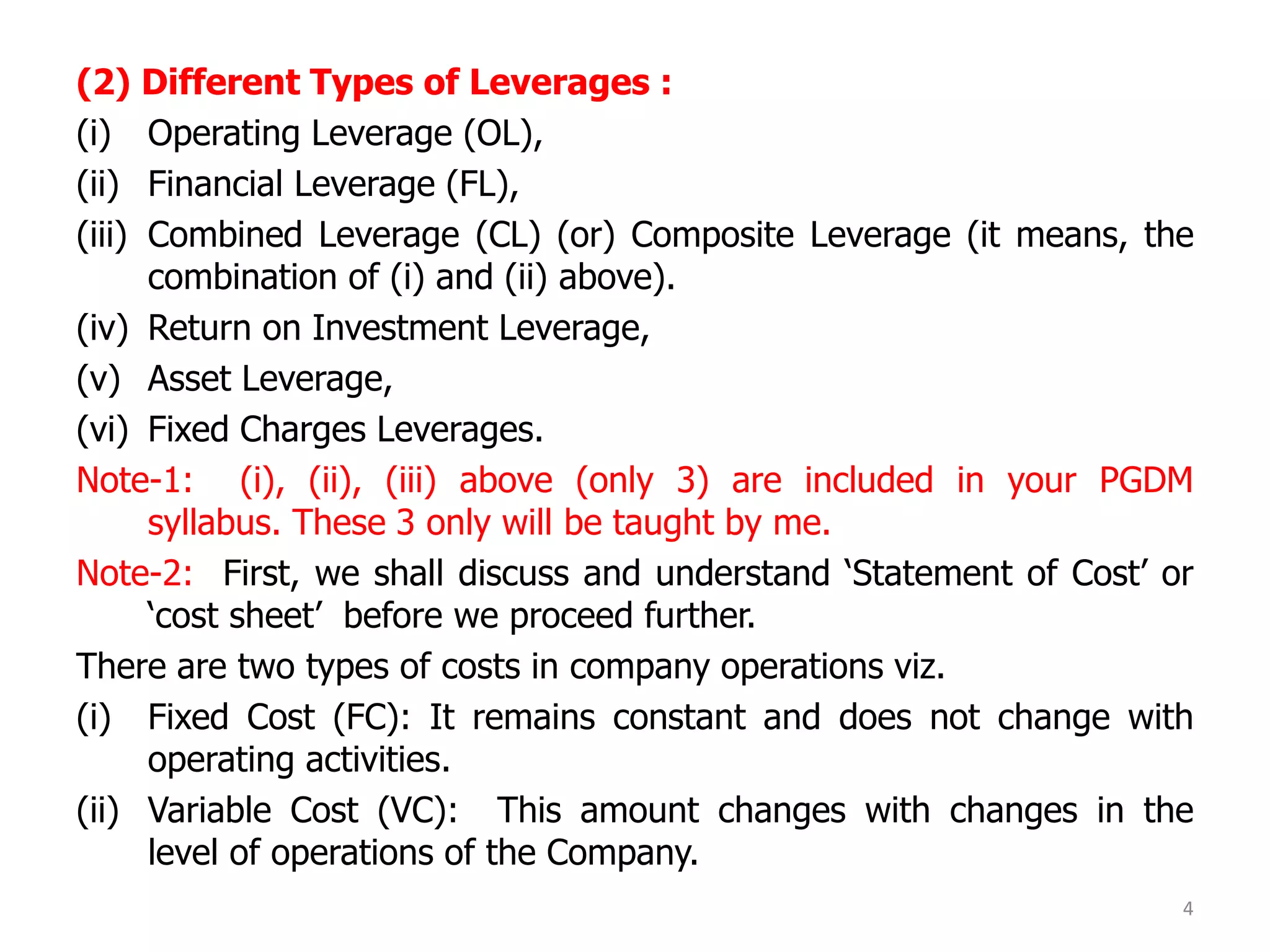 (4) Leverages (teaching note) (1).pptx | Stocks and Bonds | Personal Investing