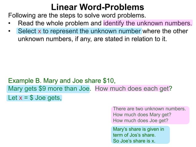 4linear word problems x | PPT