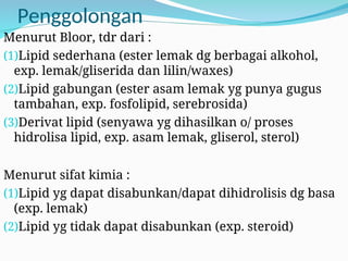 LIPID, ASAM LEMAK, JENIS, DAN FUNGSINYA. | PPT