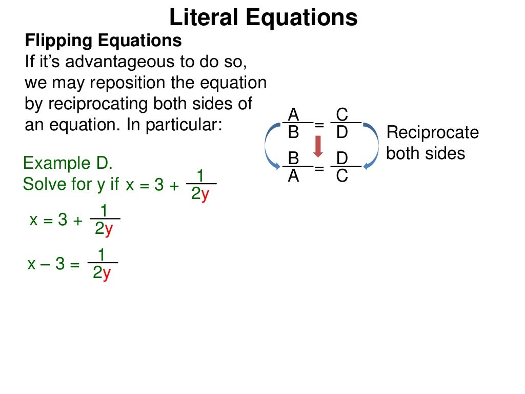 4 Literal Equations 4 Literal Equations