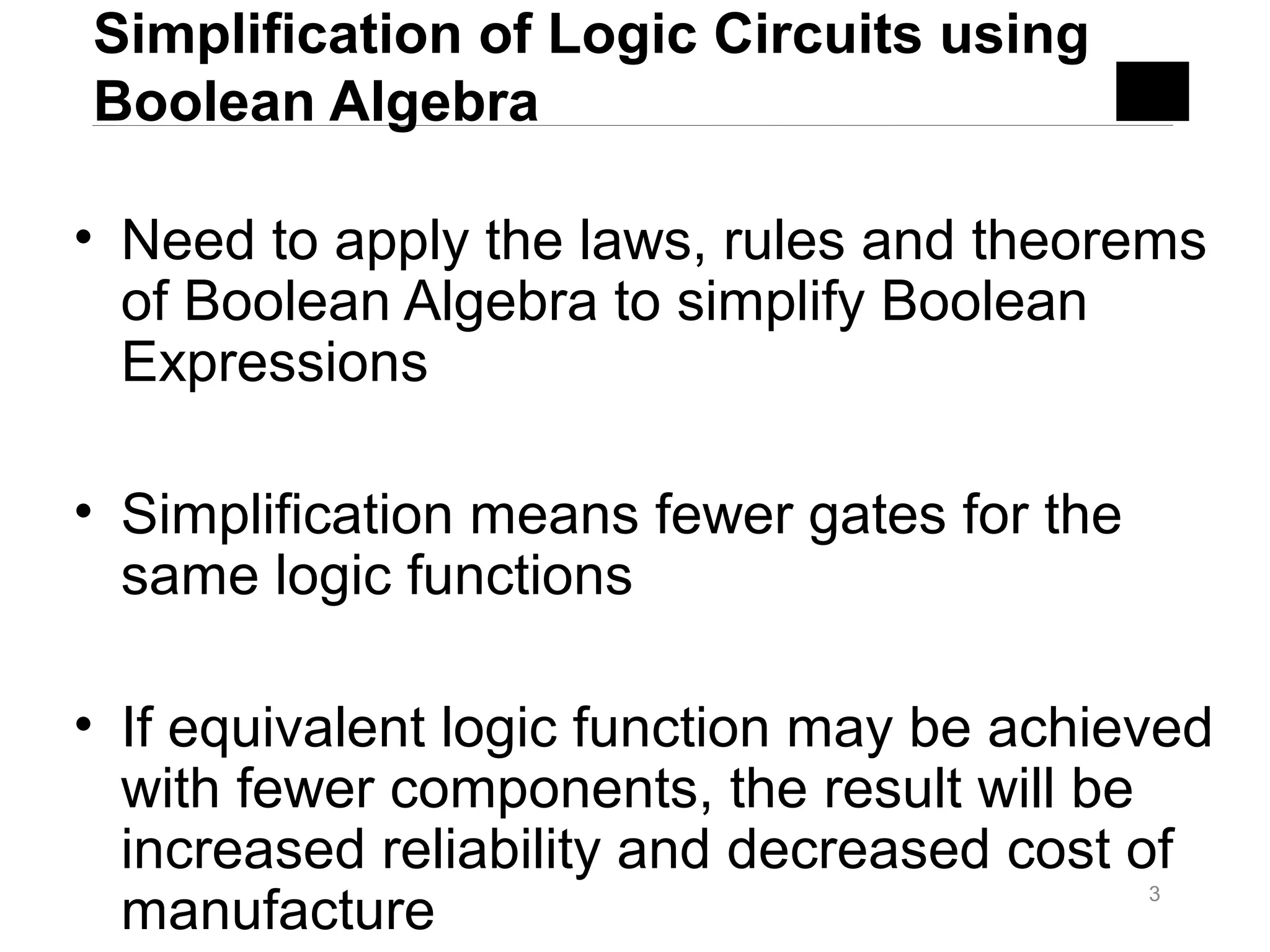 4 logic circuit optimisation | PPT | Programming Languages | Computing