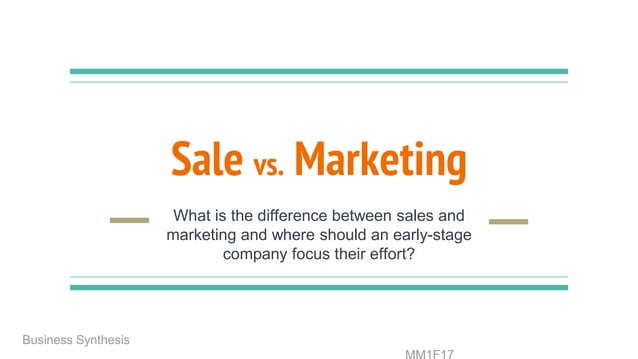 Sale vs. Marketing | PPT