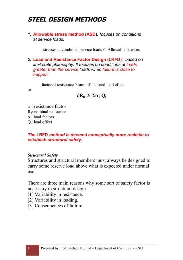 04-LRFD Concept (Steel Structural Design & Prof. Shehab Mourad) | PDF