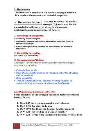 04-LRFD Concept (Steel Structural Design & Prof. Shehab Mourad) | PDF