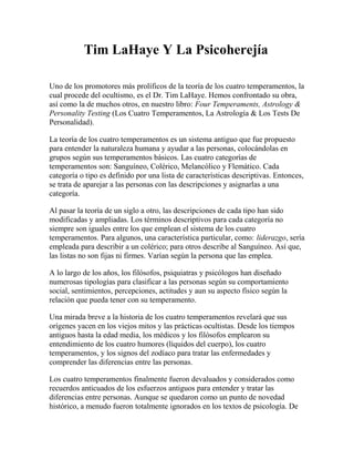 Tim la haye y la psicoherejía | DOC