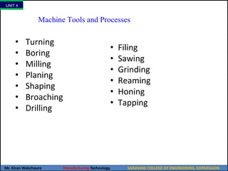 Manufacturing Processes- Machining Processes | PPTX