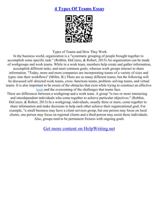 4 Main Types Of Essays | PDF