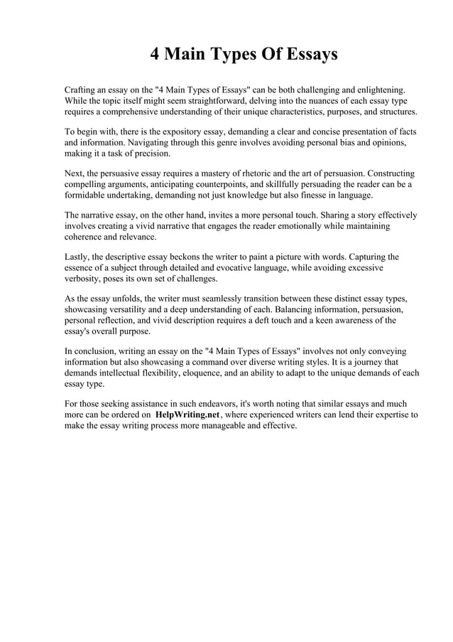 4 Main Types Of Essays.pdf | Undergraduate Education | College Education