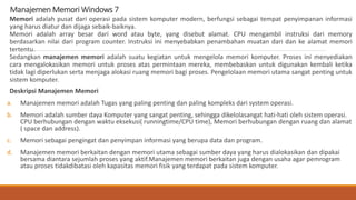 manajemen memori dan i/o | PPTX
