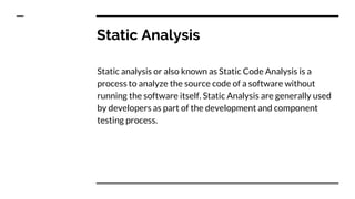 Static code analysis with sonar qube | PPTX