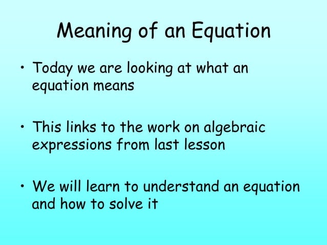 4) Meaning of an Equation.ppt | Physics | Science