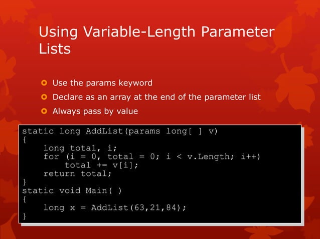 Module 4 : methods & parameters | PPT