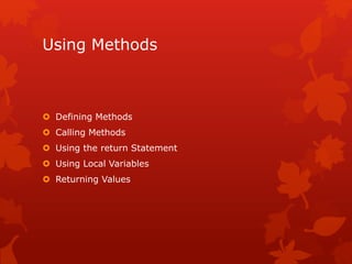 Module 4 : methods & parameters | PPT